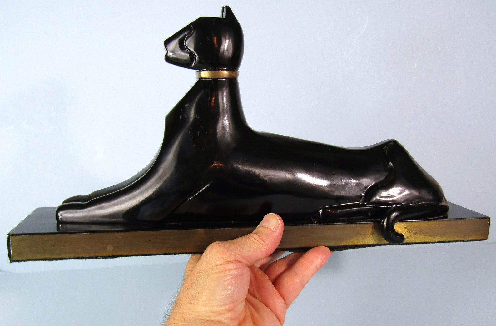 Mid-century Modern Sphinx-like Black Cat Statue Dara International 1983 ...