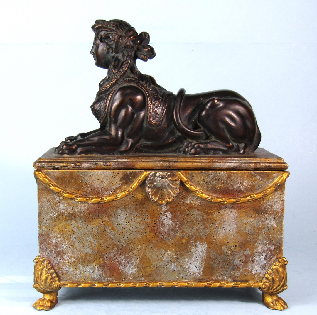 Neoclassical French Sphinx Statue Jewelry Box Renaissance Revival ...