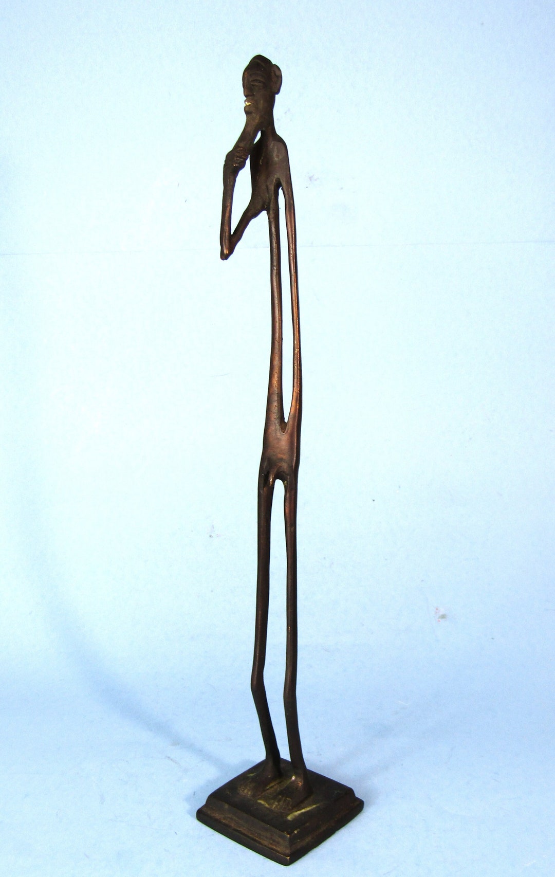 Vintage Bronze African Tall Man Statue 15 Mid-century - Etsy