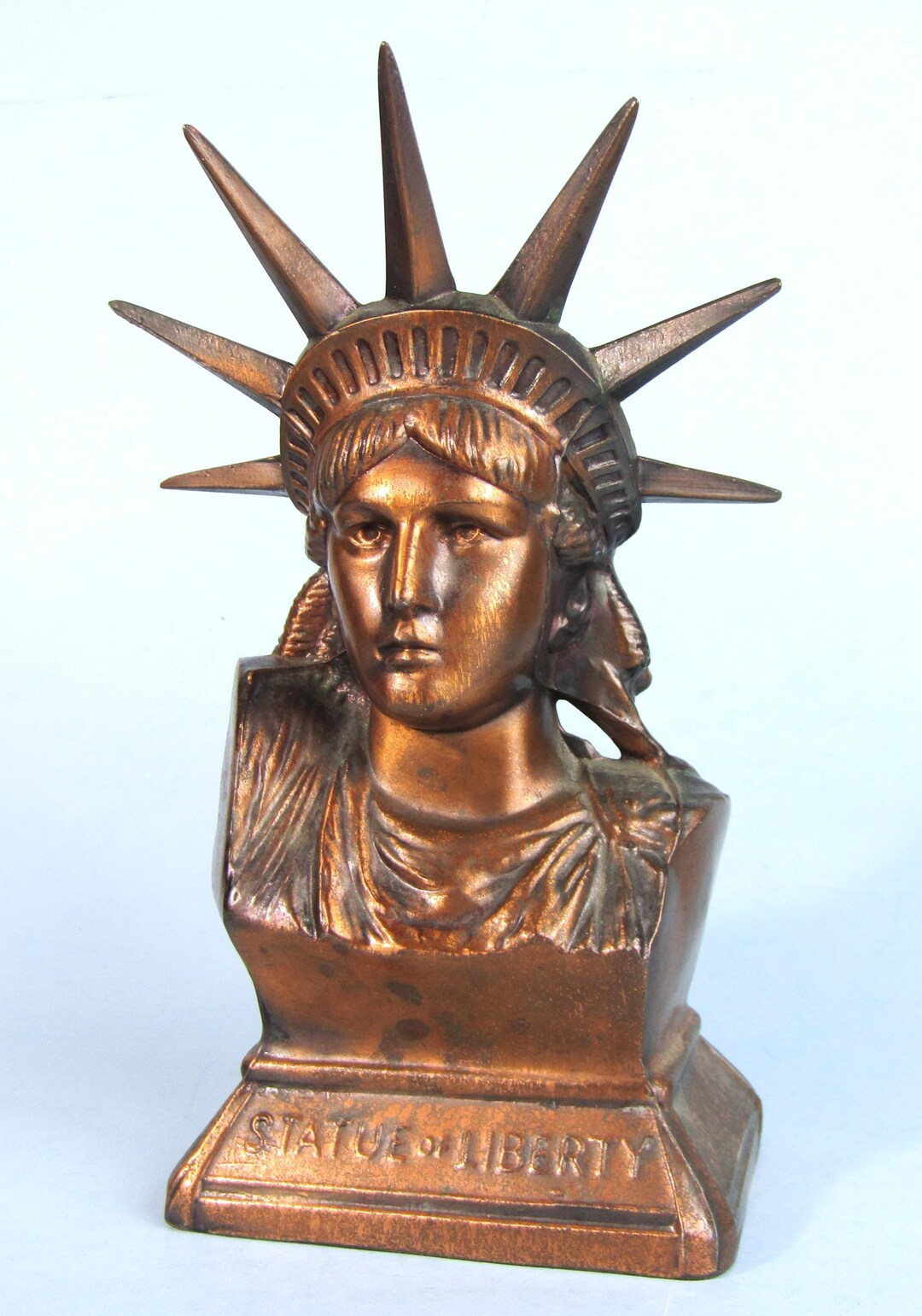 Statue of Liberty Bust Bank Vintage 1950's Souvenir Metal Lady Liberty ...