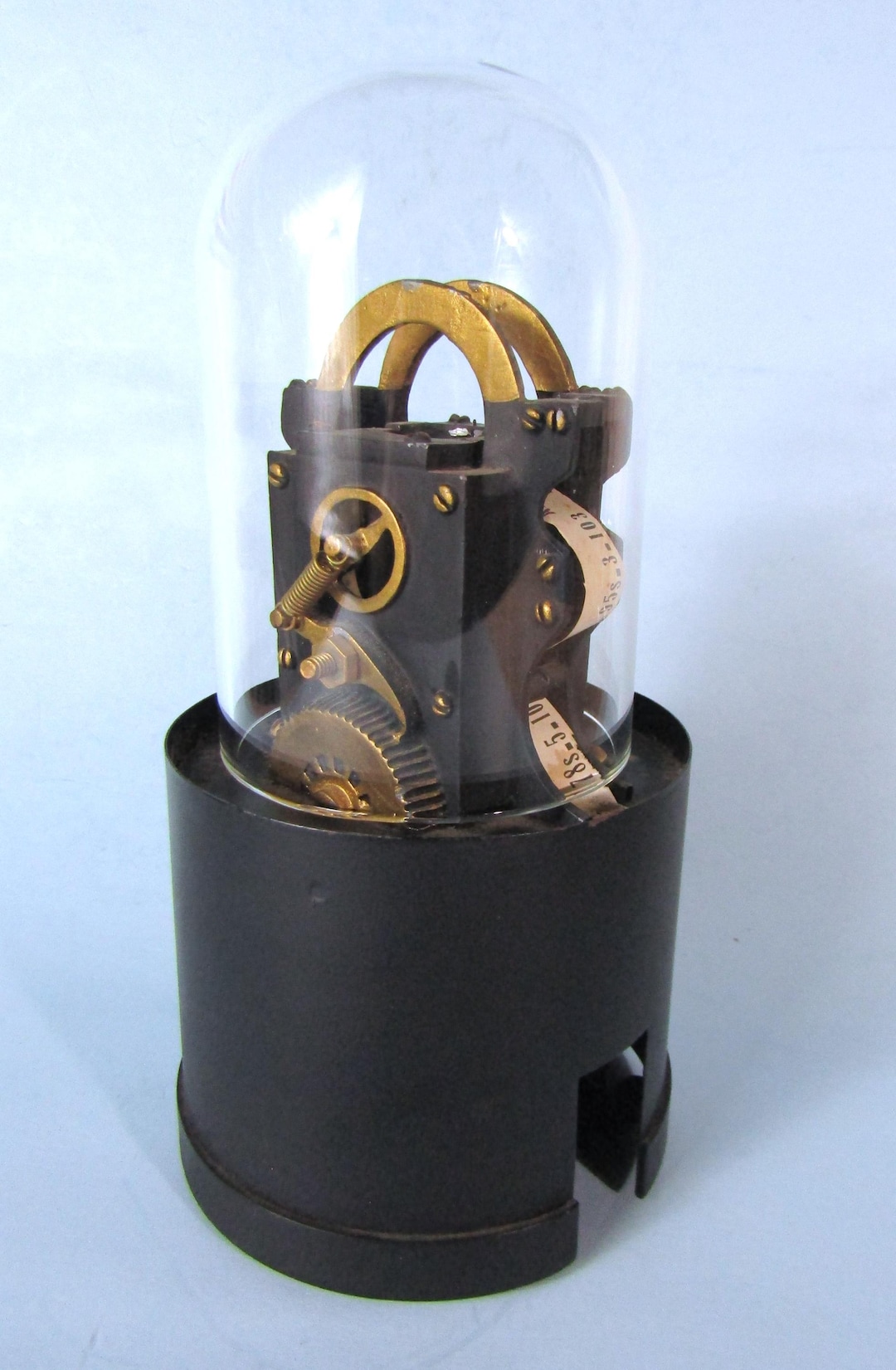 Vintage Edison Stock Ticker Replica W/ Glass Dome Figural Tape ...