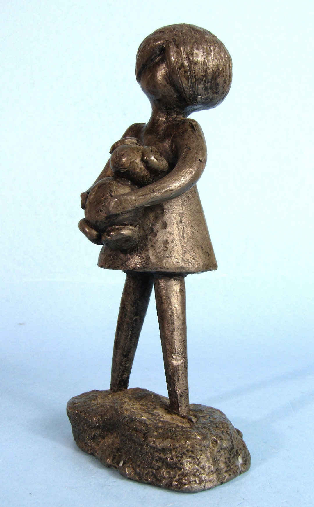 William Lattimer Little People Sculpture Little Girl Hugging Teddy Bear ...