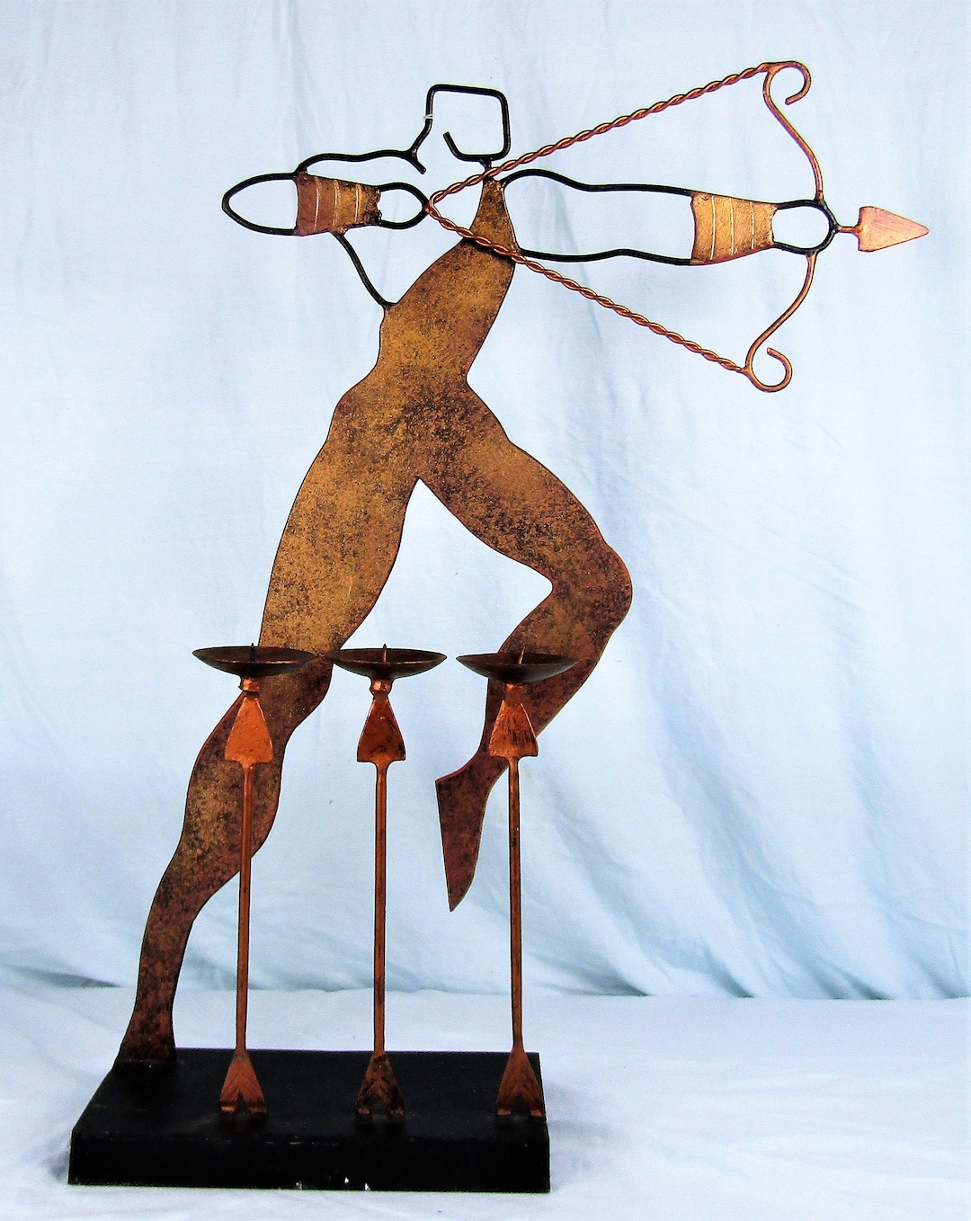 Mid-century Modern Archer Statue Candle Holder Big 24" Bronze Metal ...