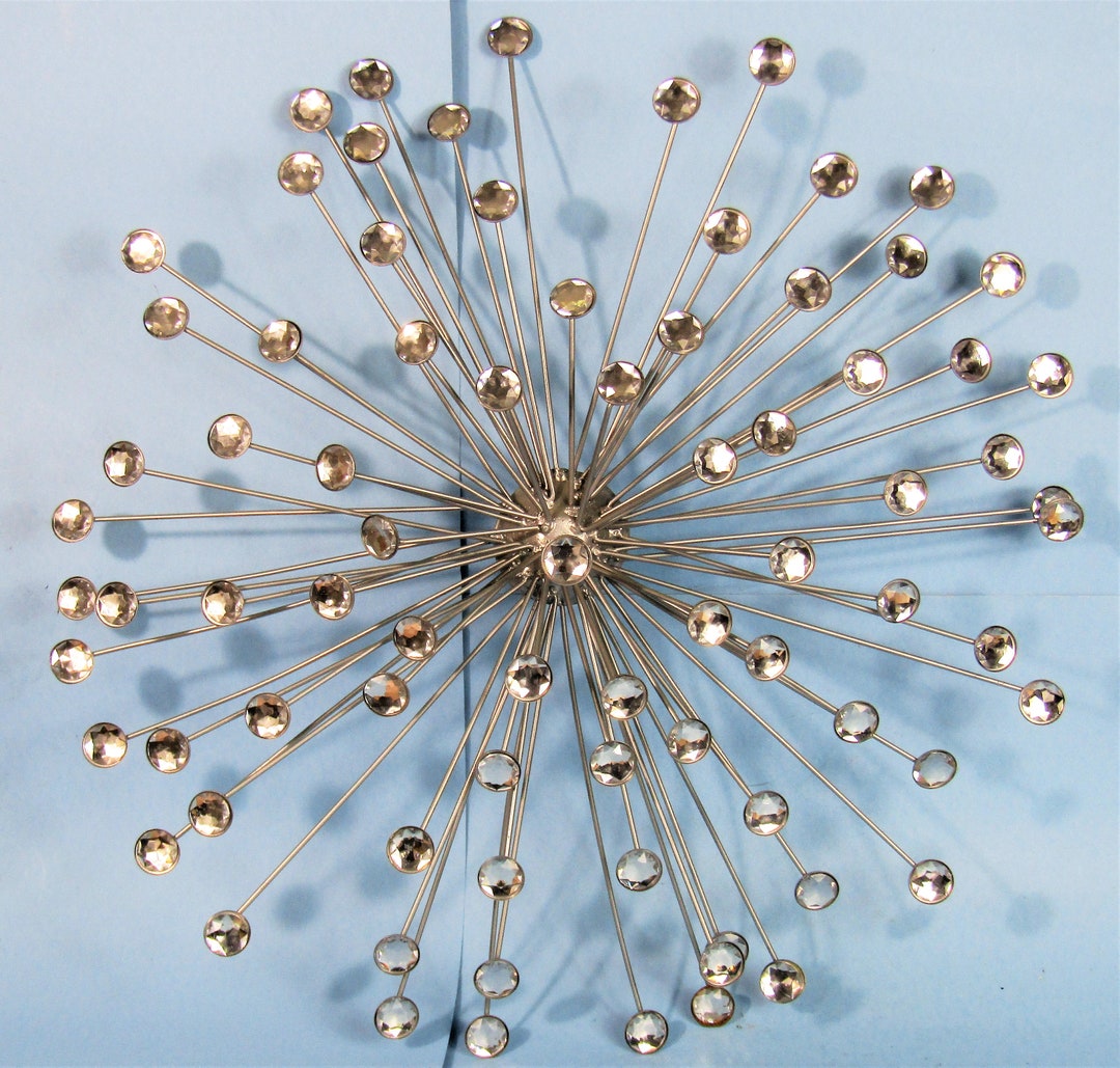 Midcentury Modern Sunburst Starburst Wall Art Sculpture 20 Silvered ...