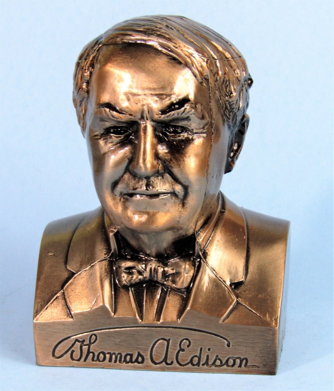 Thomas Edison Bust Bank Vintage Bronzed Metal Banthrico Edison National ...
