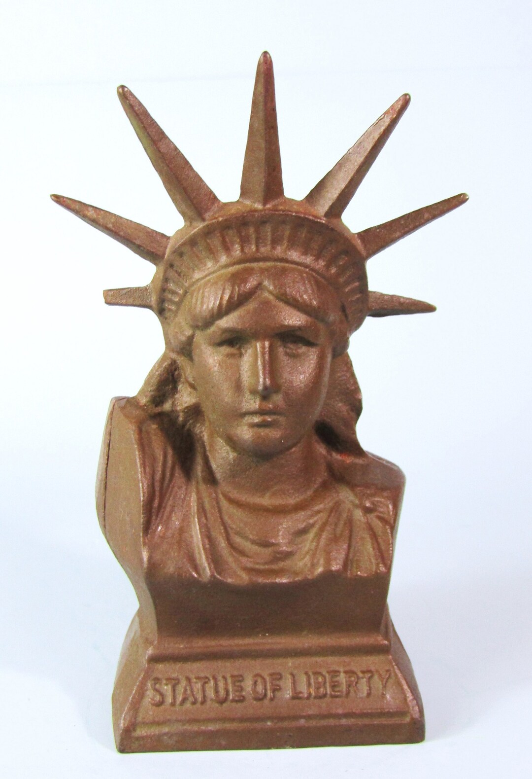 Vintage Cast Iron Statue of Liberty Bust Bank Liberty State Bank Mount ...