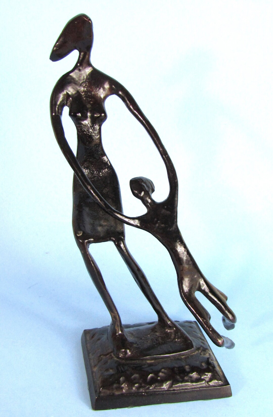 Mid-century Modern Ebonized Bronze Sculpture Woman Swinging Child at ...