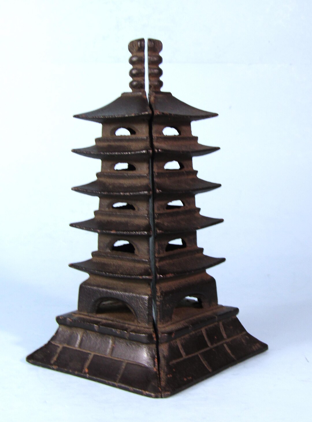 Cast Iron Japanese Pagoda Bookends Vintage Five Story Souvenir Building ...