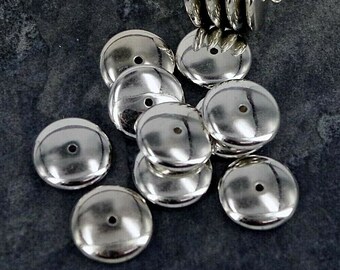 Flat Silver Disc Beads - Etsy UK