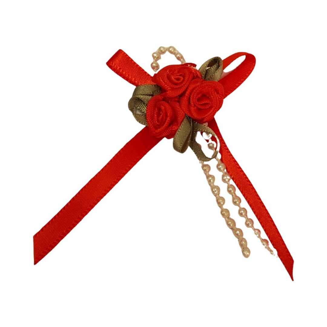Triple Trio Roses , Cluster Rosebuds, Satin Ribbon Bows With Pearls ...