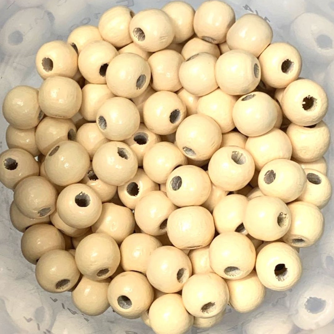 10mm Wooden Round Cream Coloured Craft Jewellery Craft Beads Colourful ...