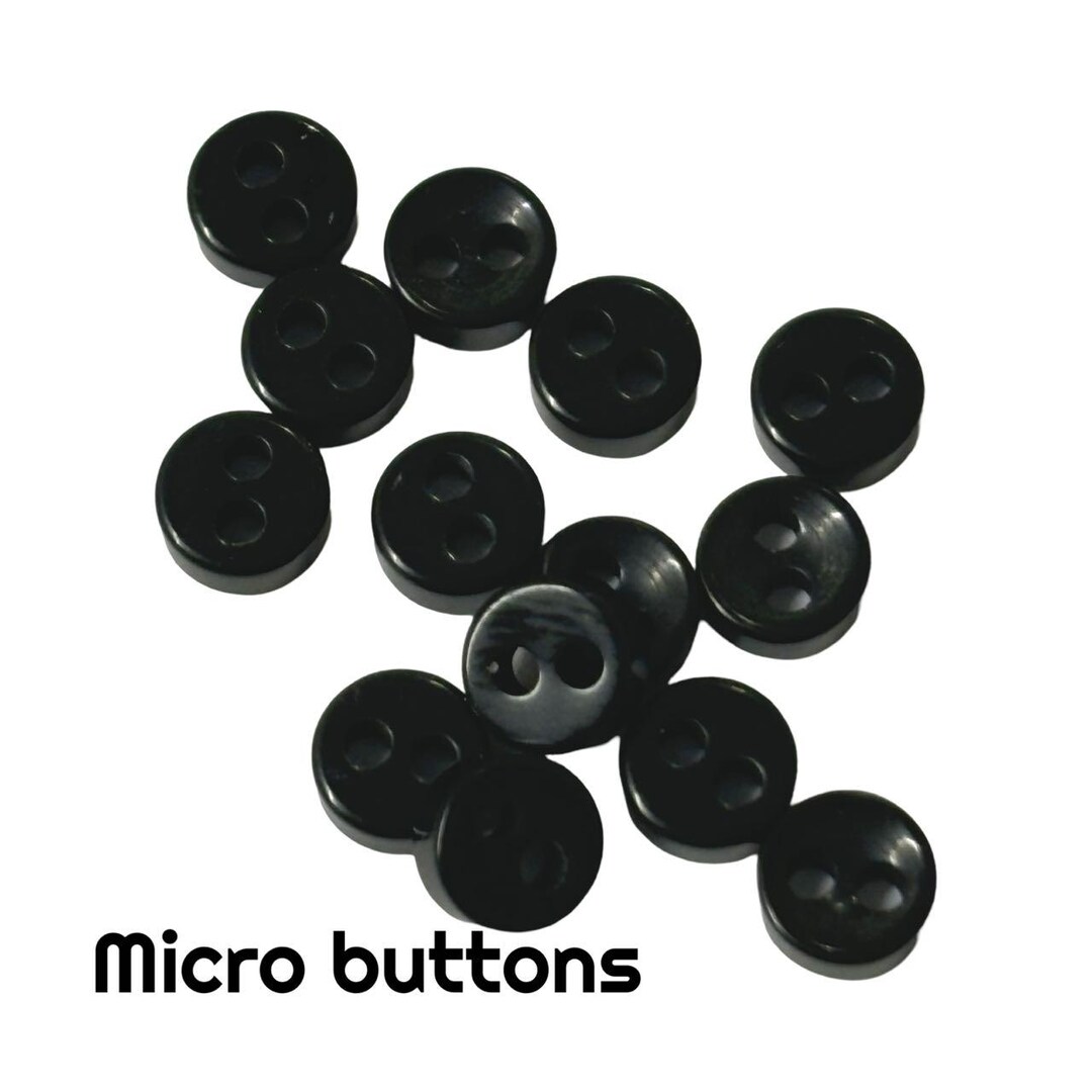 20 Black ,micro 5mm Craft Buttons Mini Tiny Baby Doll Small Clothes ...