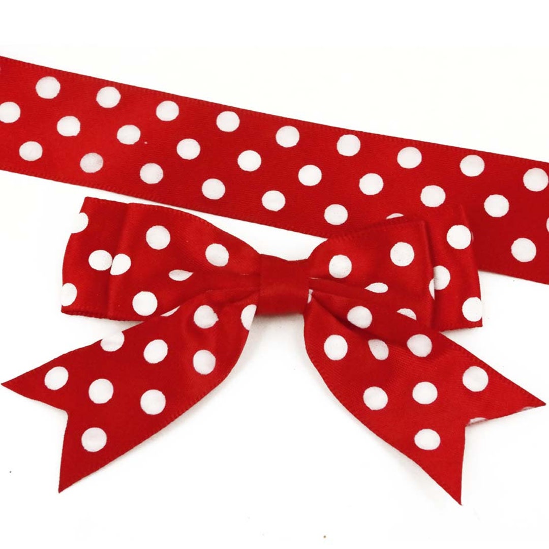 Red & White Spotty Double Bows Ribbon Bows With Tails Also Ribbon to ...