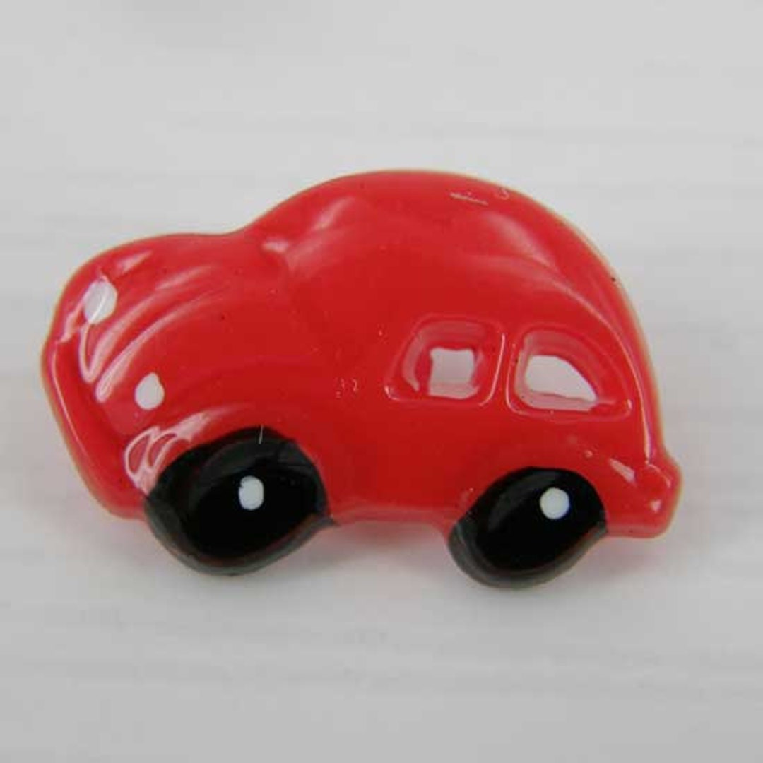 5 X Shank Baby Buttons Red Car , Ideal for Children's Wear, Knitting ...