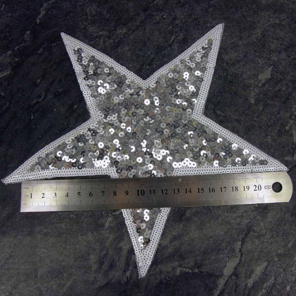 Silver Star Patch Sequin Applique Sew on Small or Large | Etsy