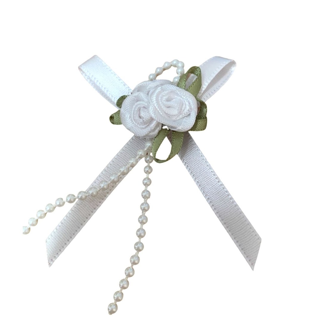 Triple Trio Roses , Cluster Rosebuds, Satin Ribbon Bows With Pearls ...