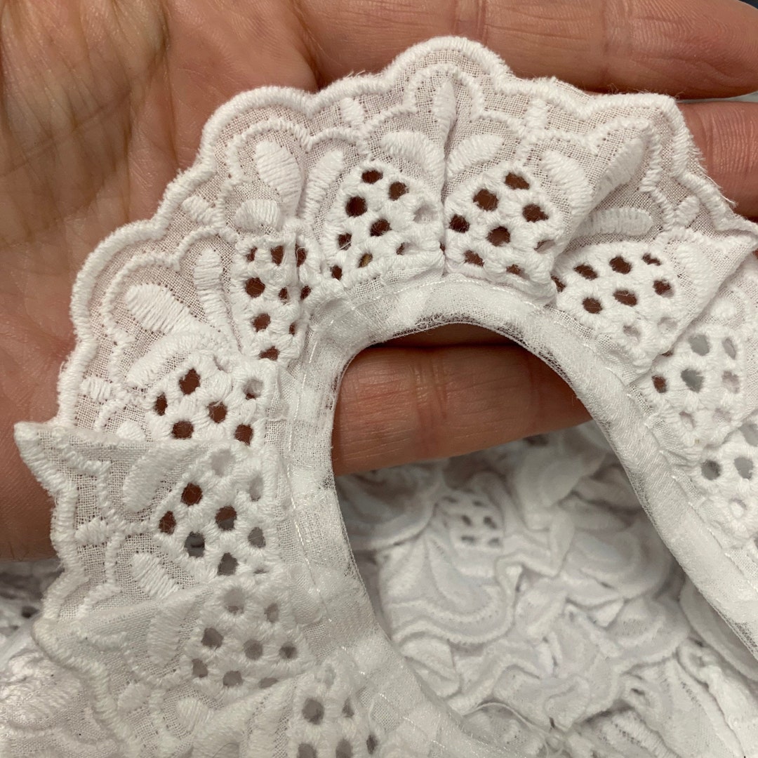 2M of Lace, Trim, Broderie Analgise, Gathered , Insertion Slot Lace ...