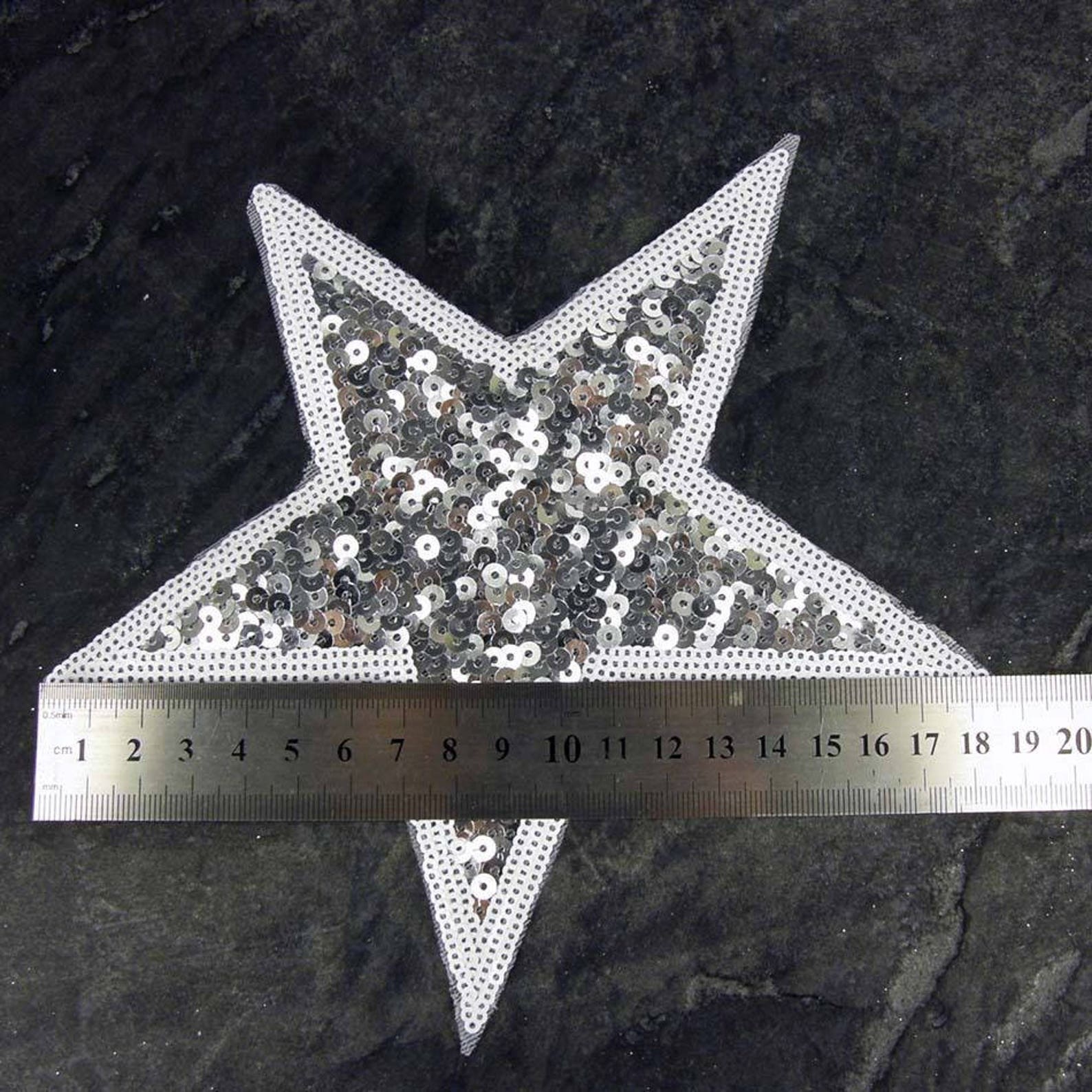 Silver Star Patch Sequin Applique Sew on Small or Large | Etsy