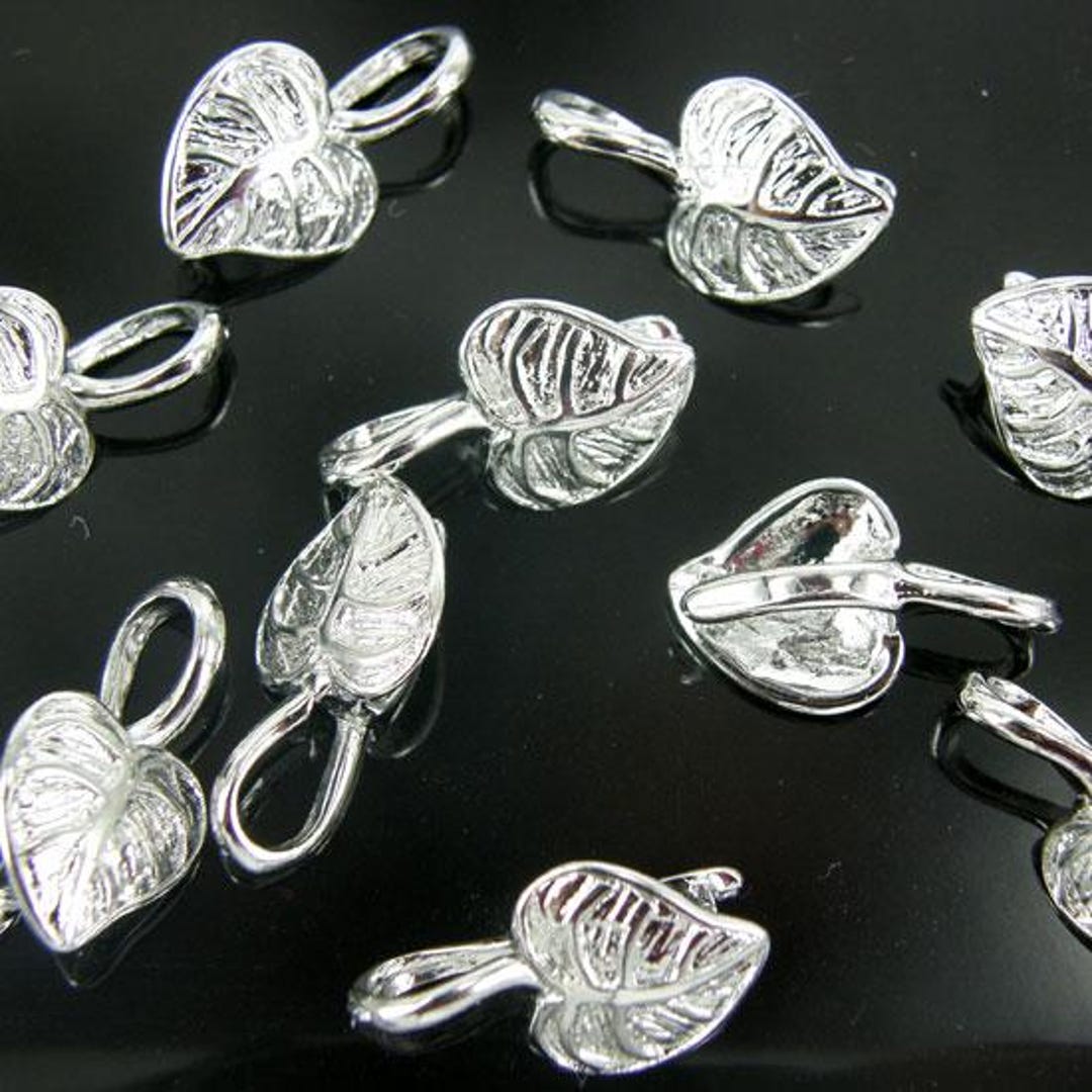 Pendant Bails , Leaf Shape Ornate Silver Plated Jewellery Making ...