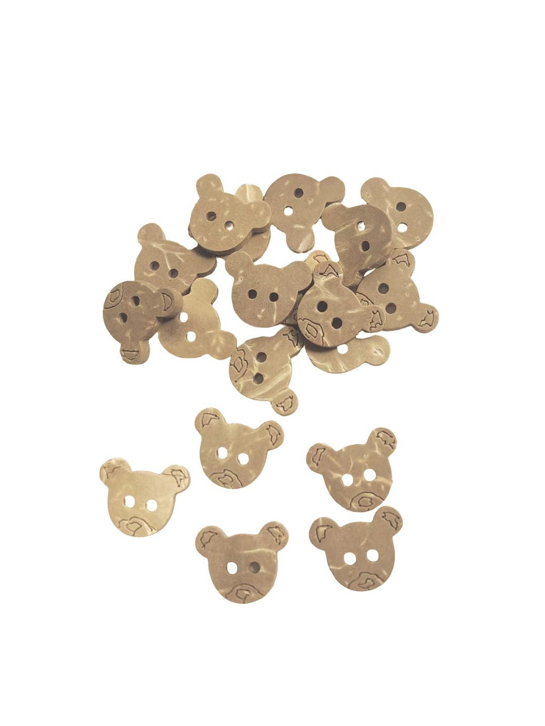 Coconut Shell Teddy Bear Buttons: 13mm Crafting Supplies, Sewing ...