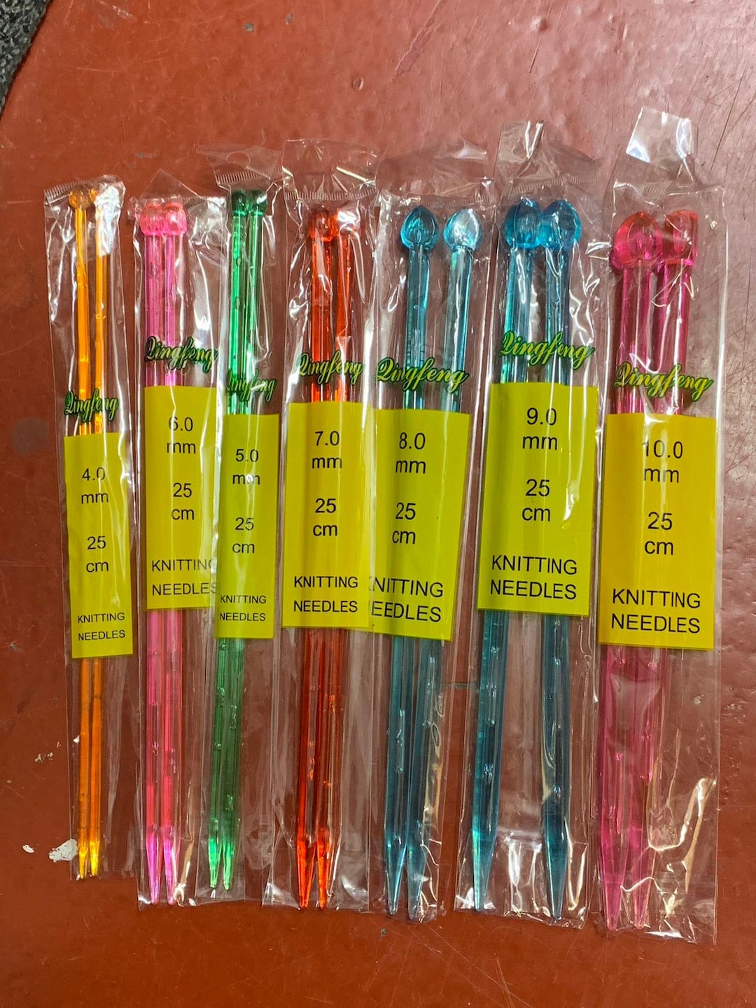 Colorful Acrylic Knitting Needles: 25cm Single Point, Sizes 4-10mm ...