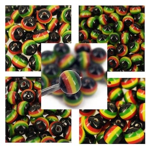 Pack of 50 Black Round Rasta Beads. Ghana Jamaica Reggae Stripes. 5 ...