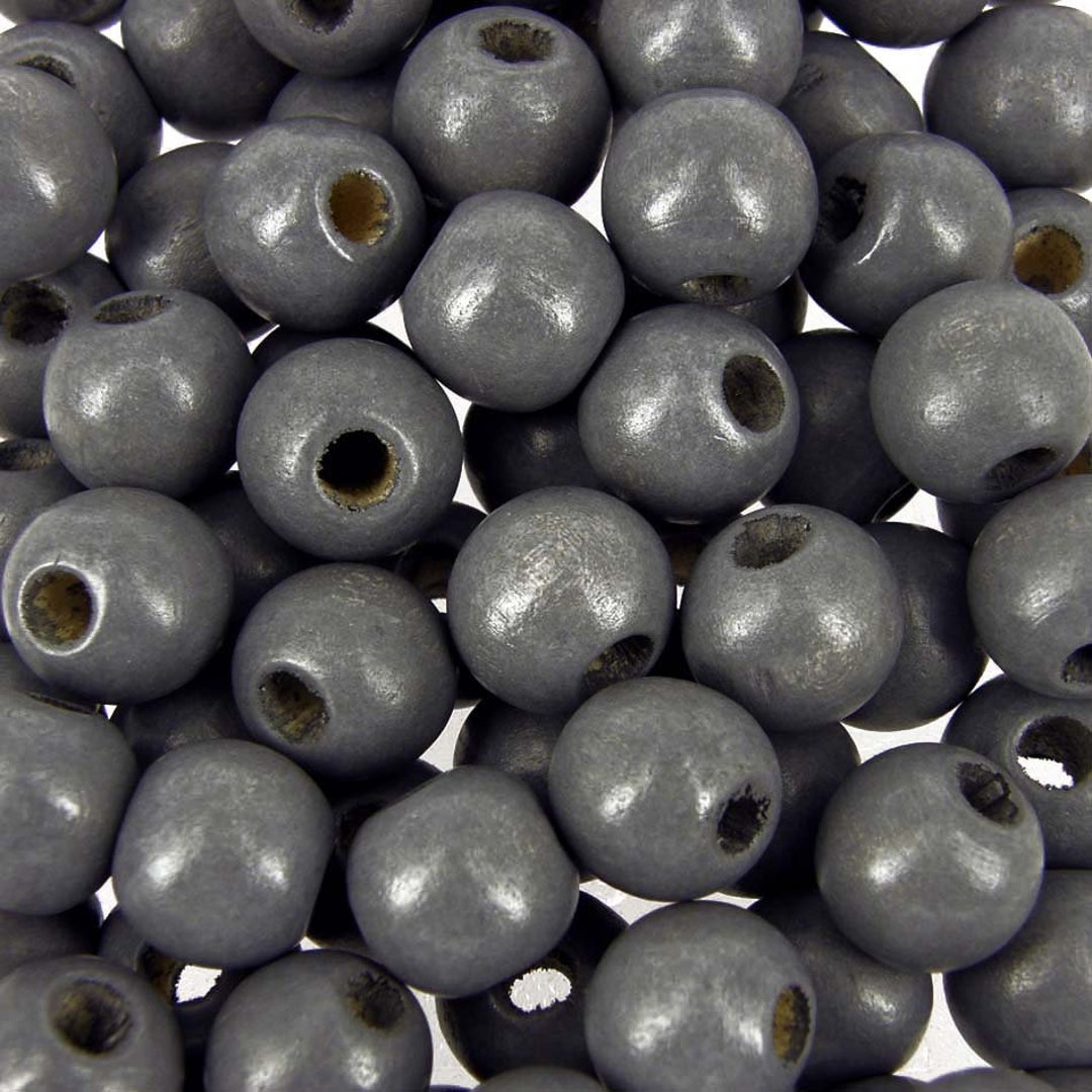100 X 12mm Wooden Round Grey Coloured Craft Jewellery Craft Beads, Safe ...