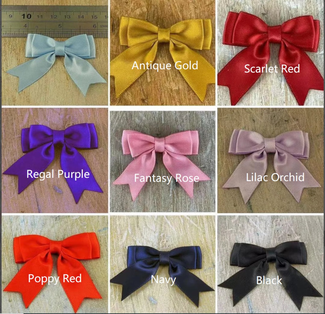 Satin Ribbon Bows - 2" Double Bows With Tails, Pack of 10 - Etsy