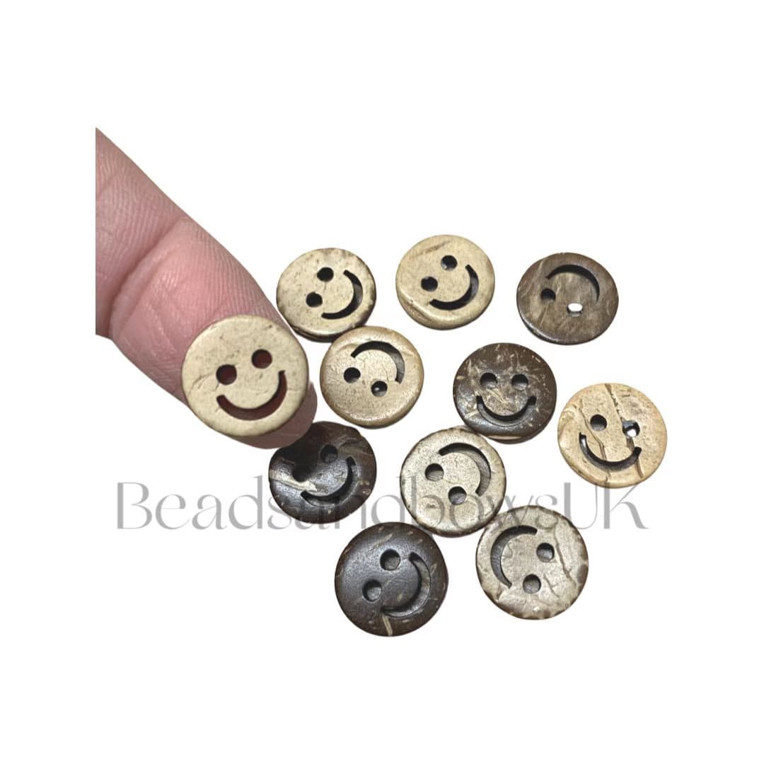 Coconut Shell Smile Face Buttons: 13mm Sewing Supplies - Etsy