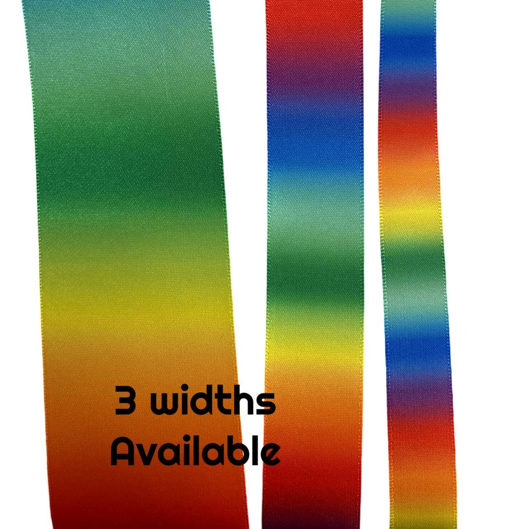 2m of Rainbow Bright Coloured Single Side Satin Ribbon, Ribbon to Make ...