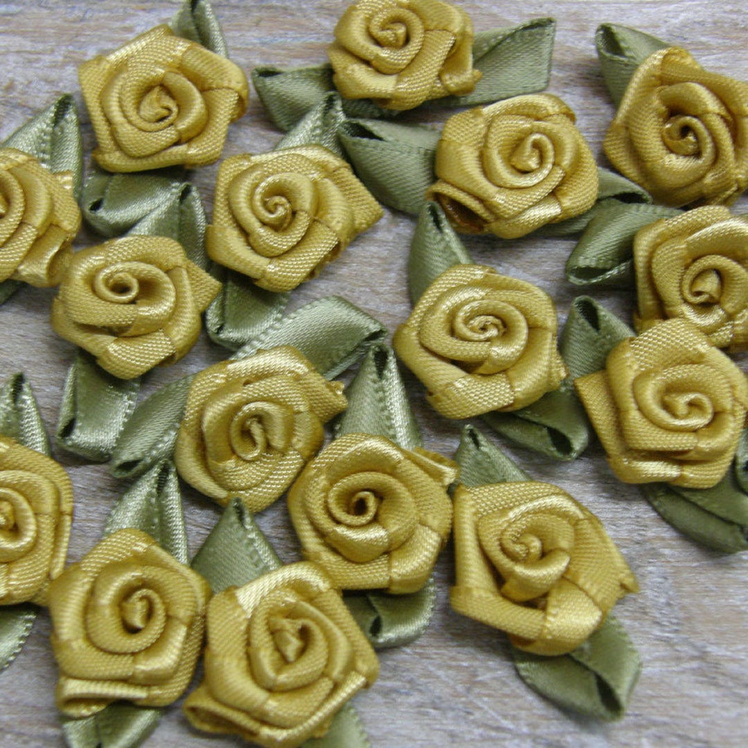 Antique Gold Satin Rosebud Embellishments: Wedding Card Craft Supplies ...