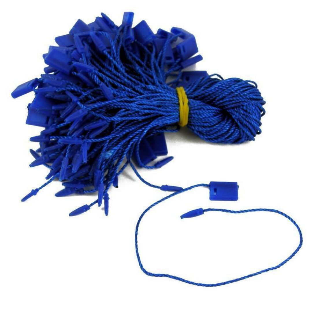 7" Hang Tag Tags Nylon String Snap Lock Pin Loop Fastener Hook Tie Blue ...