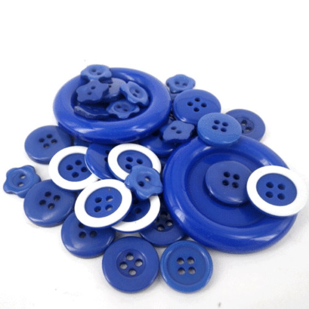 Royal Blue Assorted Mixed Buttons Arts Crafts Card Making Scrapbooking ...