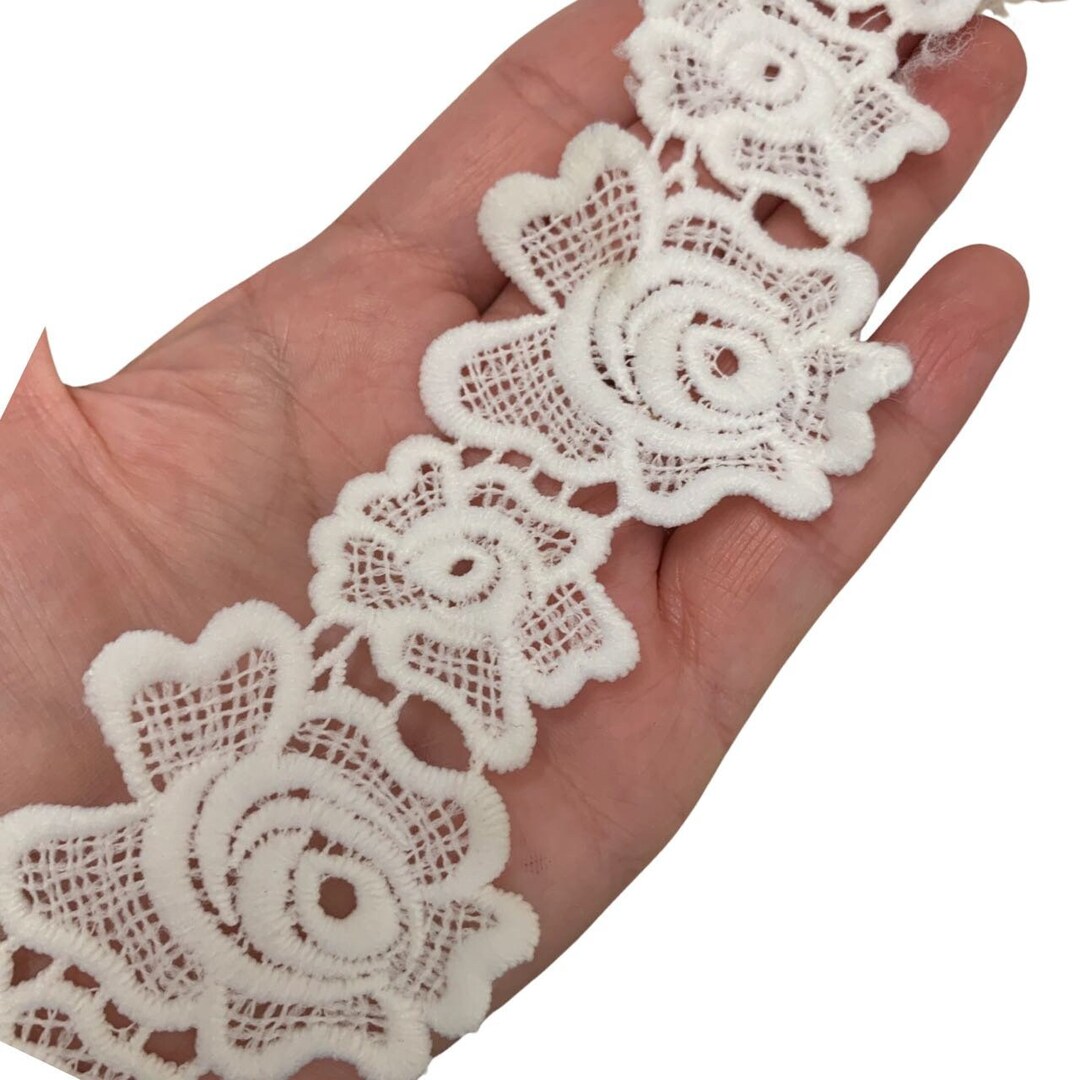 Ivory Rose Cotton Guipure Lace Trim: Vintage Wedding Detail (45mm) - Etsy