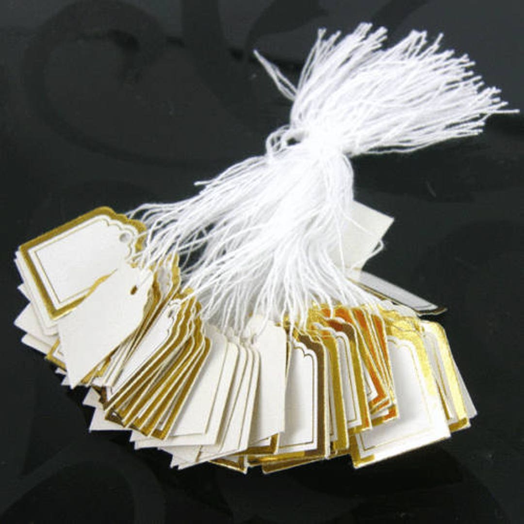Gold Square Strung Price Labels Tie on Tags, Ideal for Gift & Jewellery ...