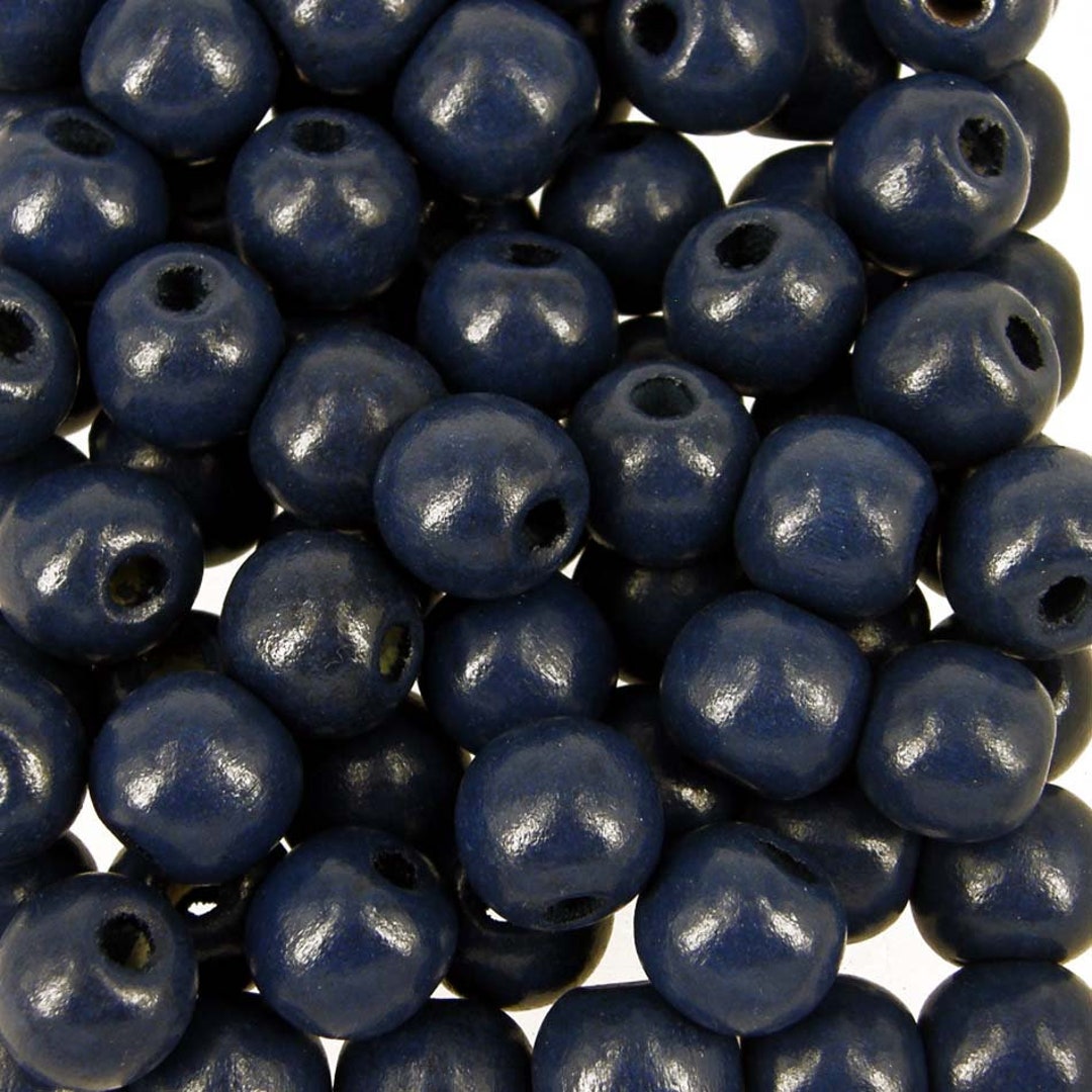 12mm Wooden Round Coloured Navy Blue Craft Making Jewellery Craft Beads ...