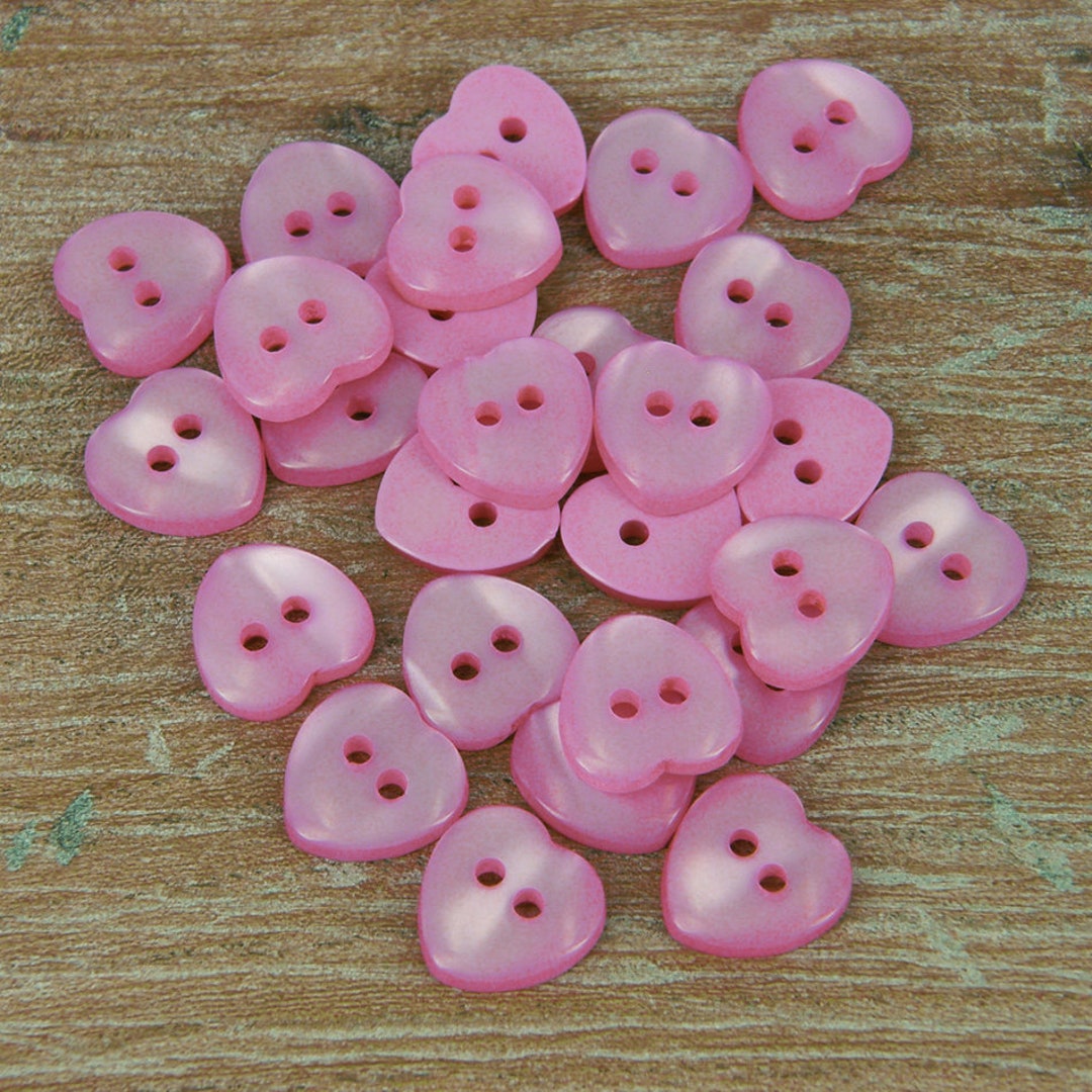 Heart Shaped Buttons, Pretty Pink Coloured, Size 12 Mm, Pack of 20 ...