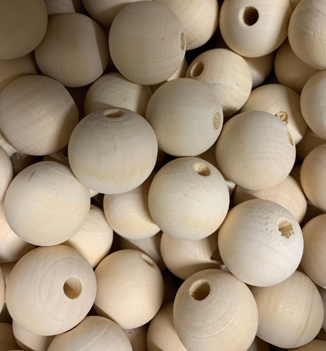 Macrame Beads, Wooden Balls ,natural Round Untreated Plain Bead With ...
