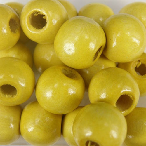 10mm Wooden Round Bright Yellow Coloured Craft Jewellery Craft Beads ...