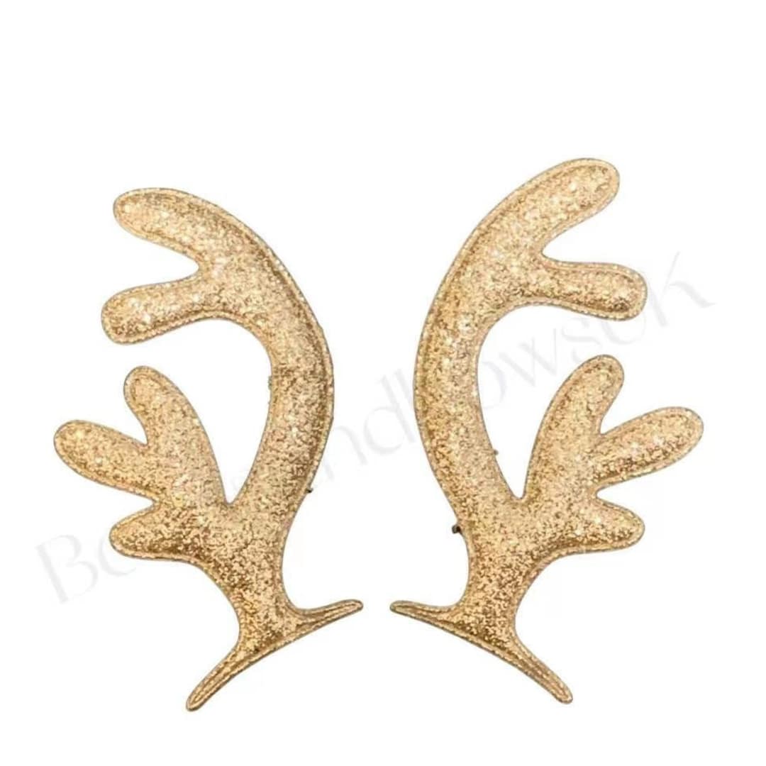 Reindeer Antlers 5 Pairs of Small New Sparkly Gold Coloured Material ...