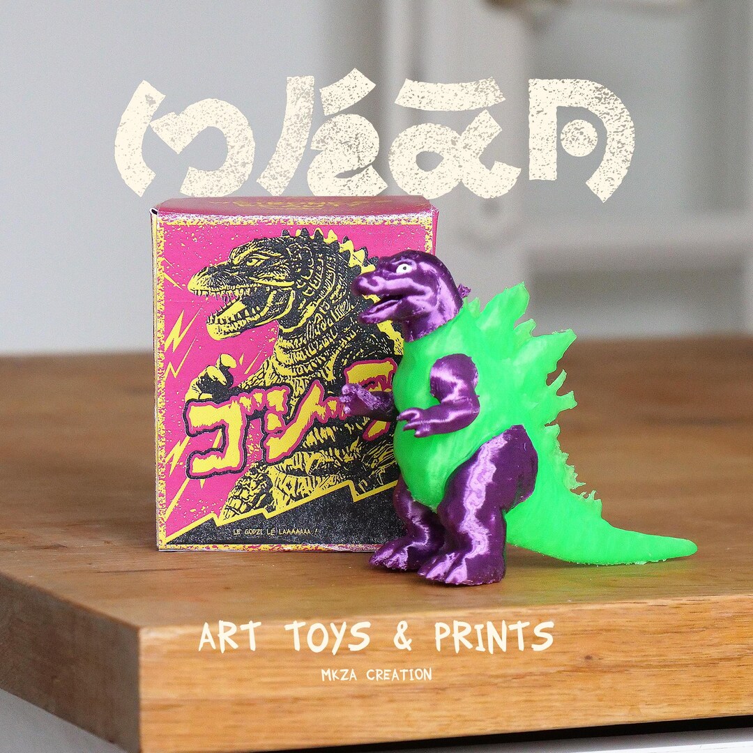 Godzilla Art Toy Sofubi Inspiration Japanese Retro Vintage Phosphorescent 3D Printing - Etsy