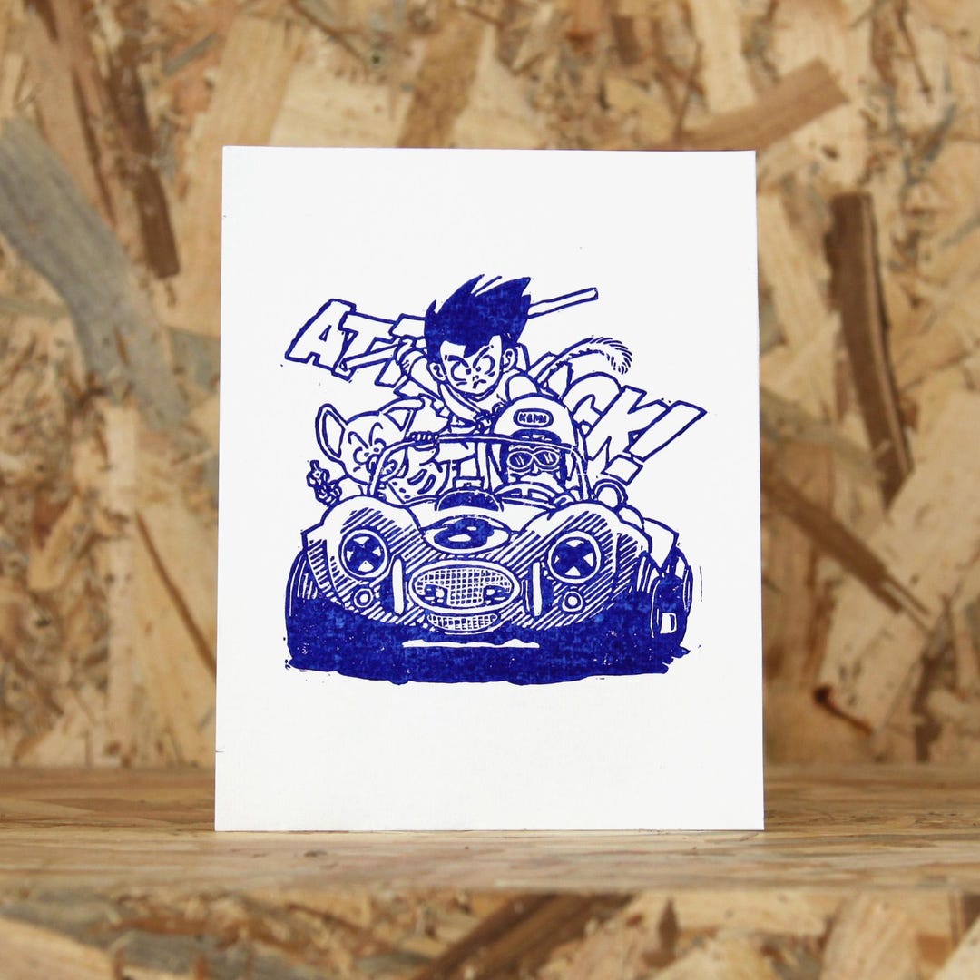 Linocut Dragon Ball Son Goku Oolong Kamé Sennin Awesome Turtle Tribute ...