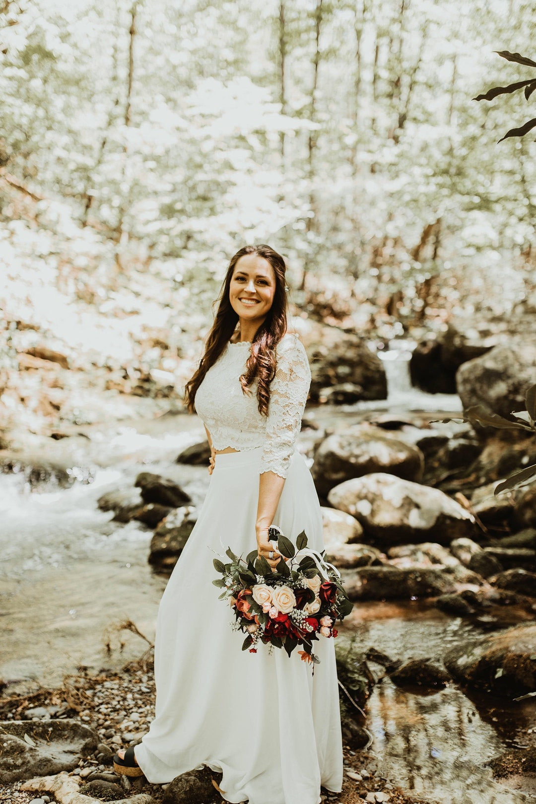 Wedding Crop Top, 2 Piece Wedding Separates, Lace Wedding Top With ...