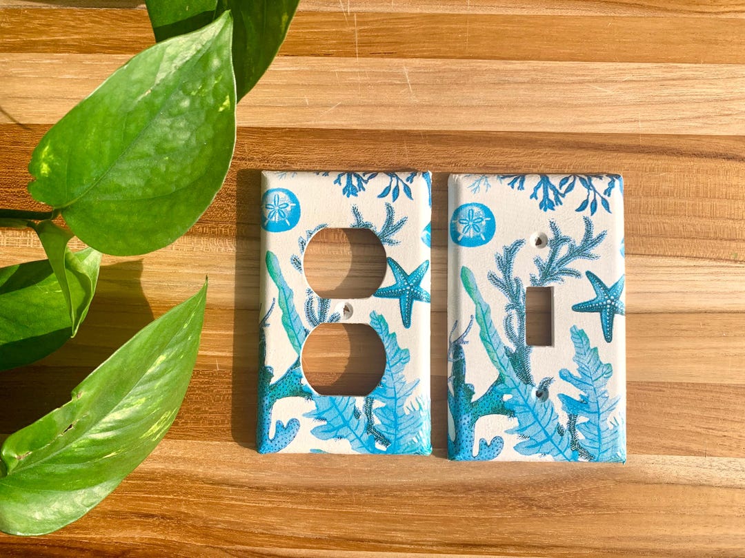 Beach Light Switch Plate Cover Coral Tropical Ocean Beach Starfish ...