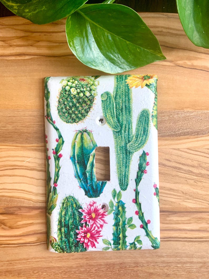 Cactus Plant Desert Flower Boho Light Switch Plate Home Decor Homeowner ...