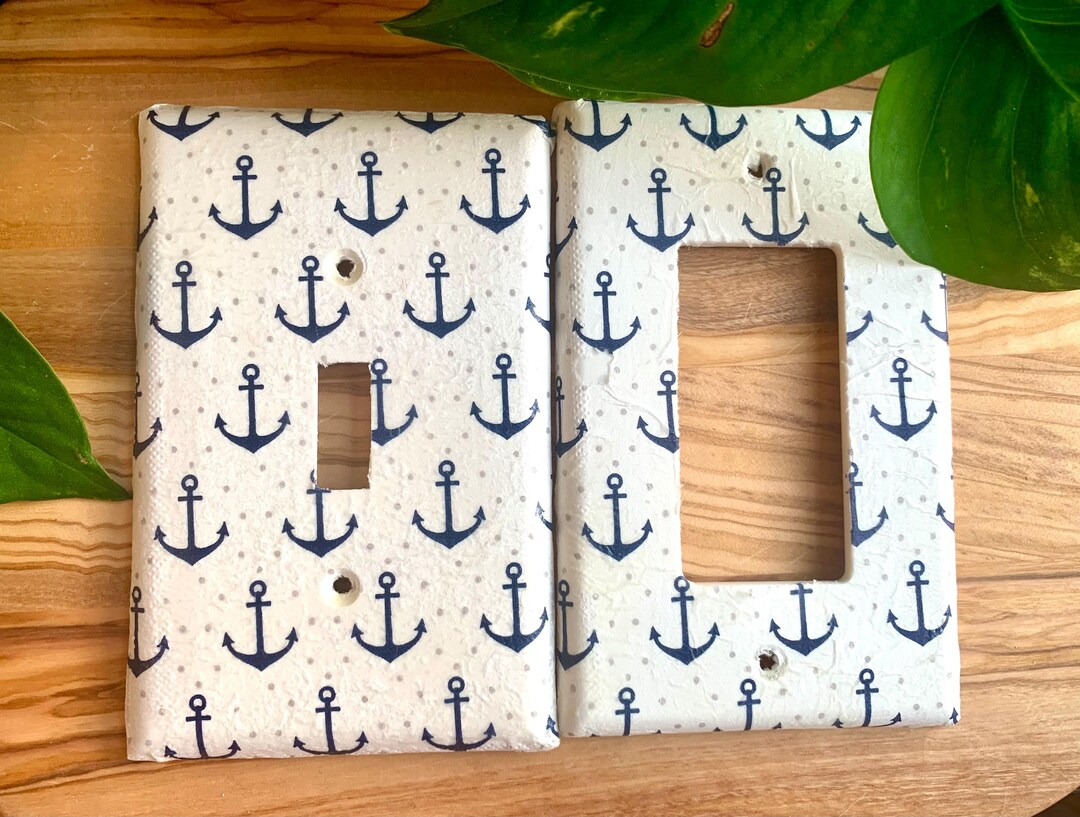 Navy Anchor Light Switch Plate Home Decor Homeowner Gift Nautical ...