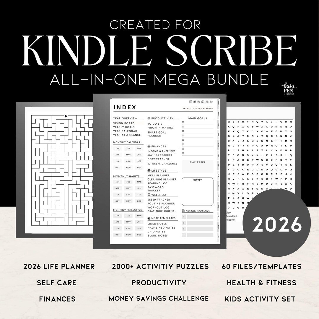 Kindle Scribe 2026 Planner Bundle – Activity Books, Puzzles, Kids ...