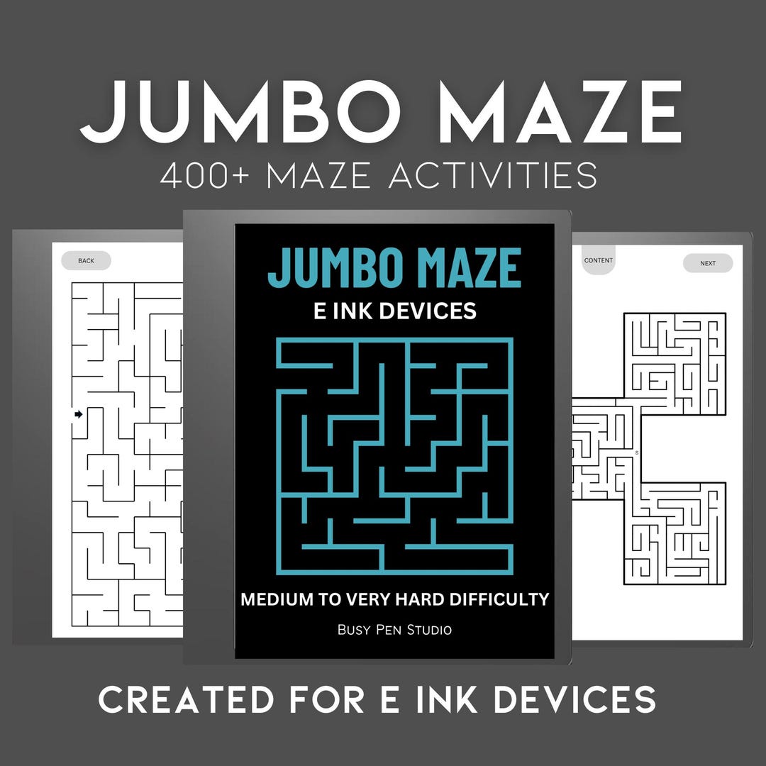 Jumbo Maze Puzzle Game Activity Book for Kindle Scribe, Remarkable ...