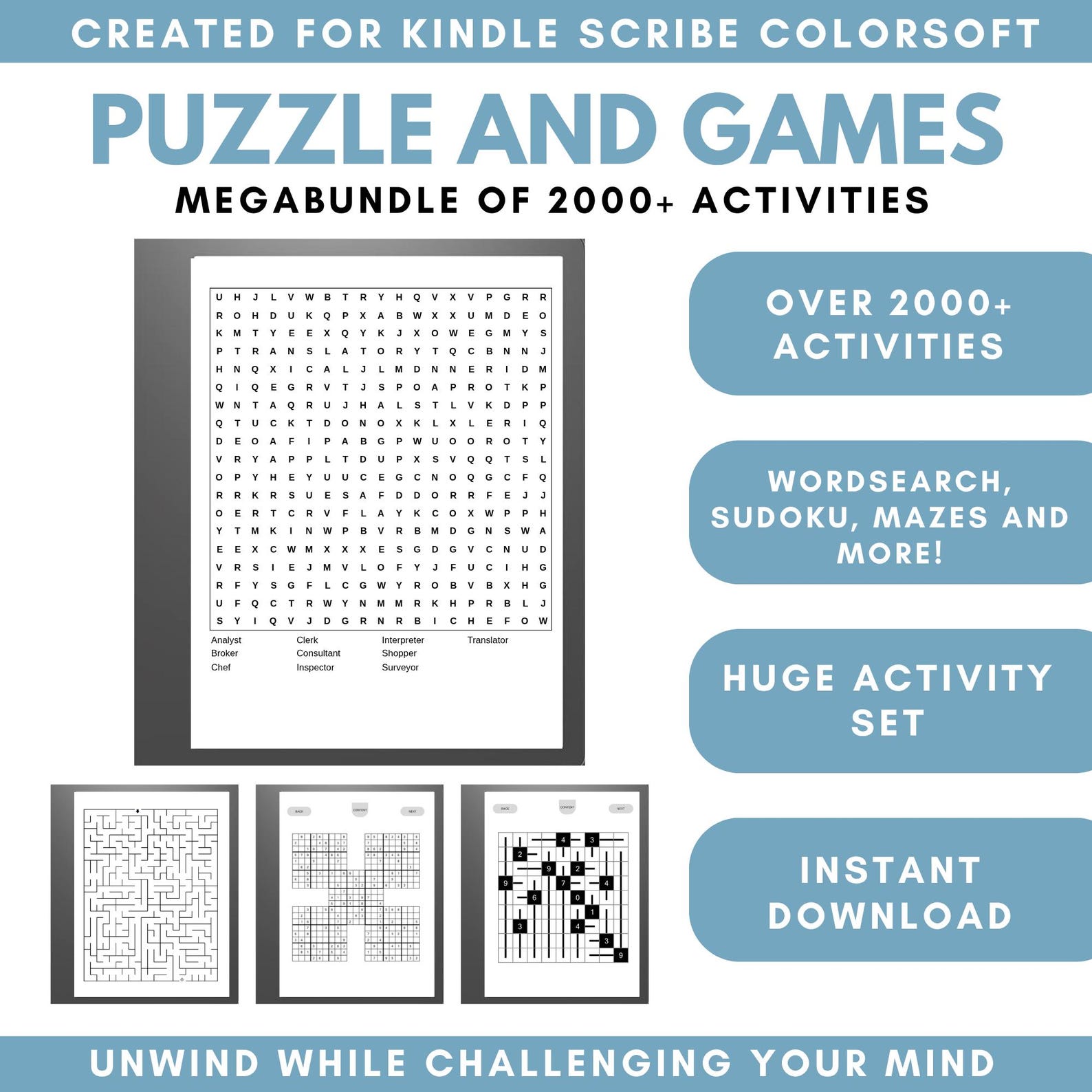 Kindle Scribe Colorsoft Puzzle and Games Megabundle for 2000 ...