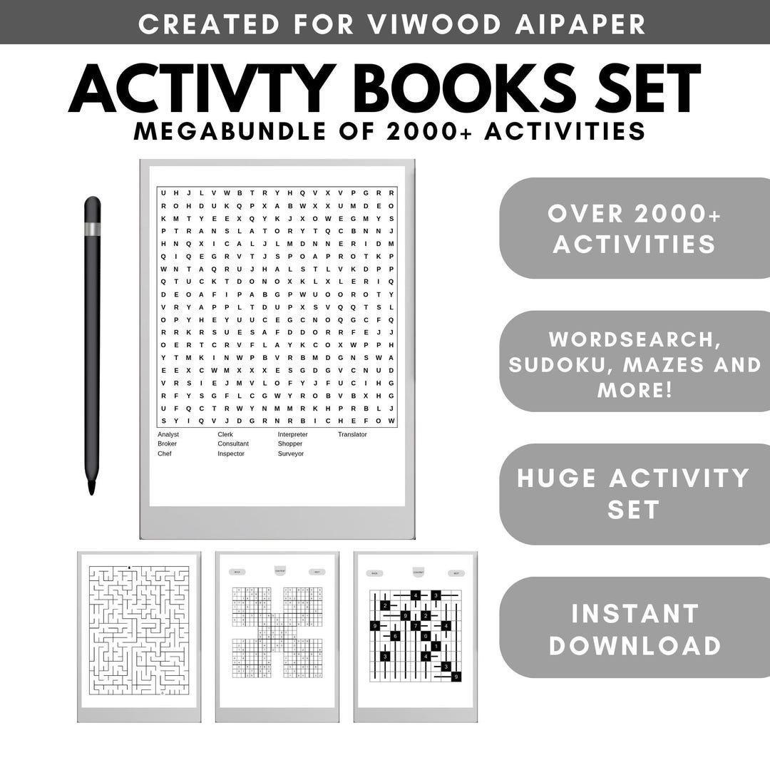 Activity Books Bundle – 2000+ Wordsearch, Sudoku, Maze (PDF Pattern) - Etsy